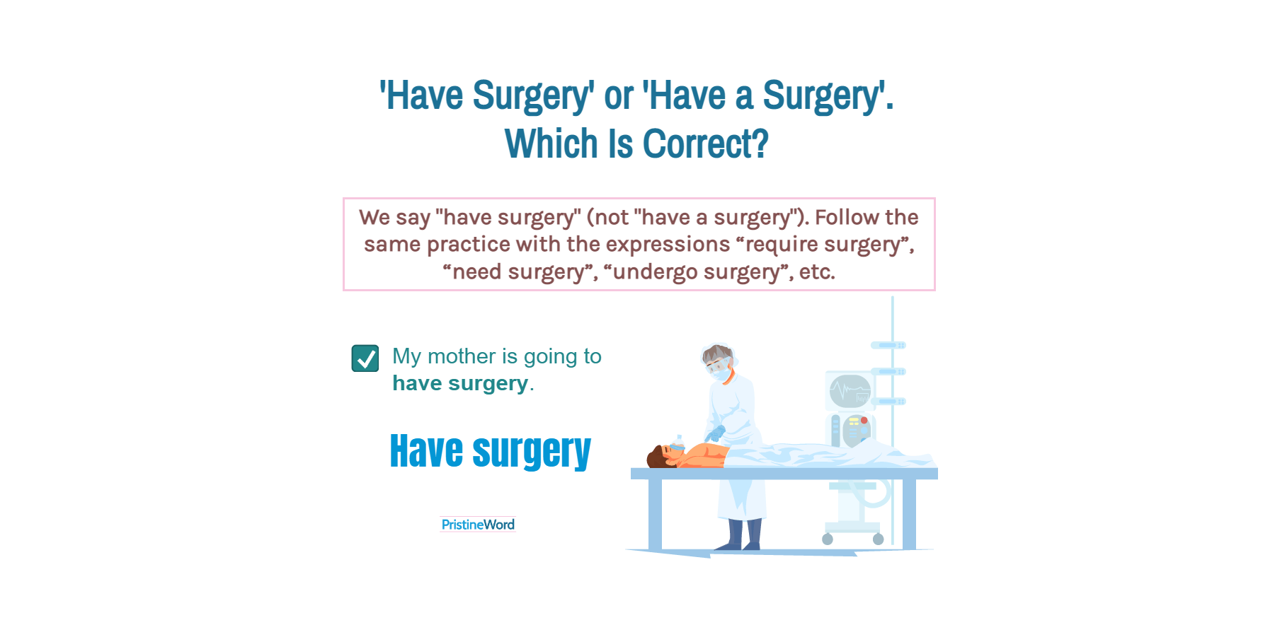 Have Surgery or Have a Surgery. Which is Correct?