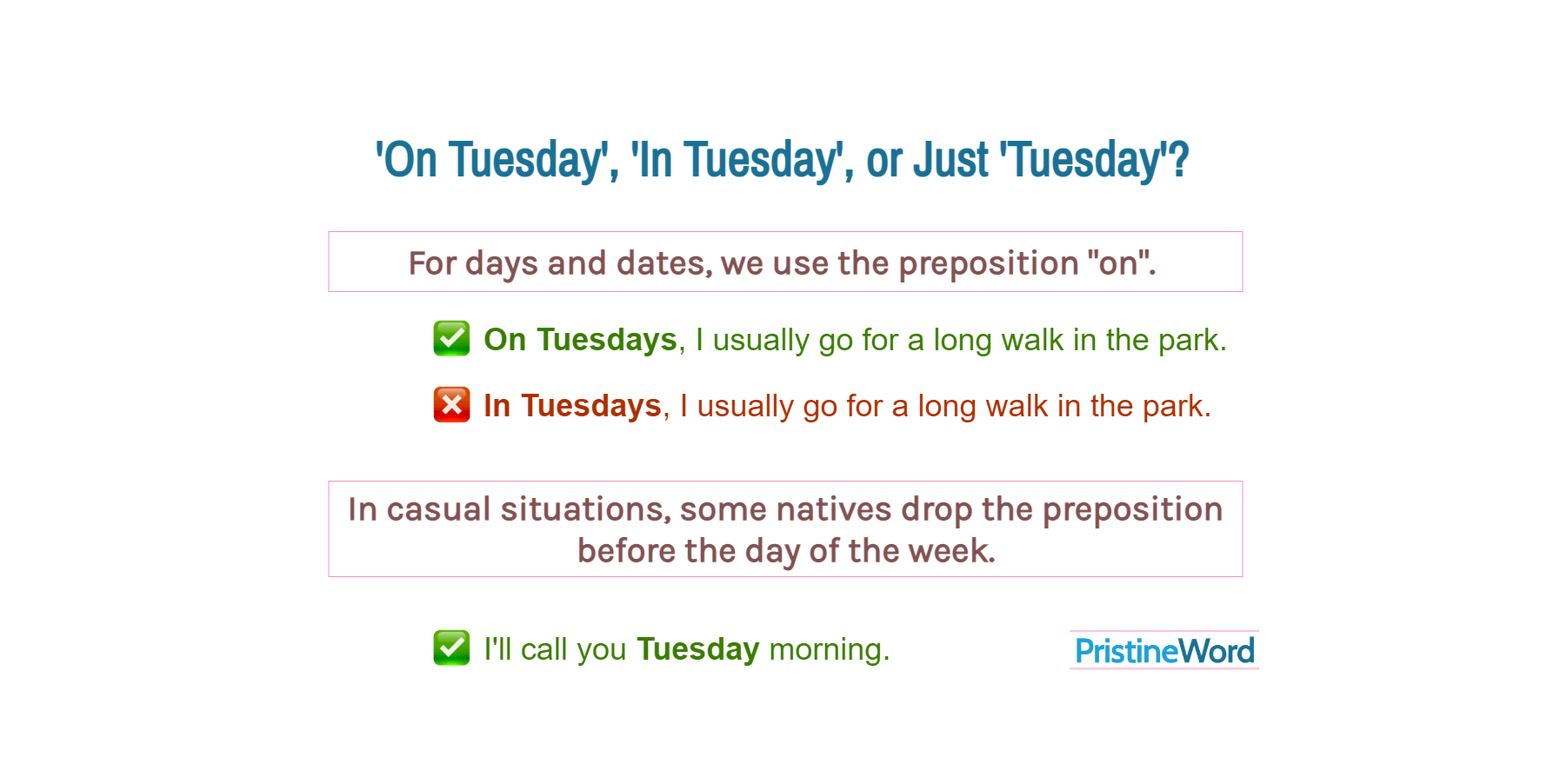 'On Tuesday', 'In Tuesday', or Just 'Tuesday'?