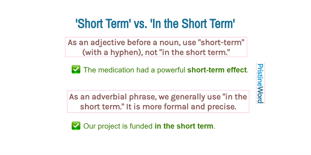 'Short Term' vs. 'In the Short Term'