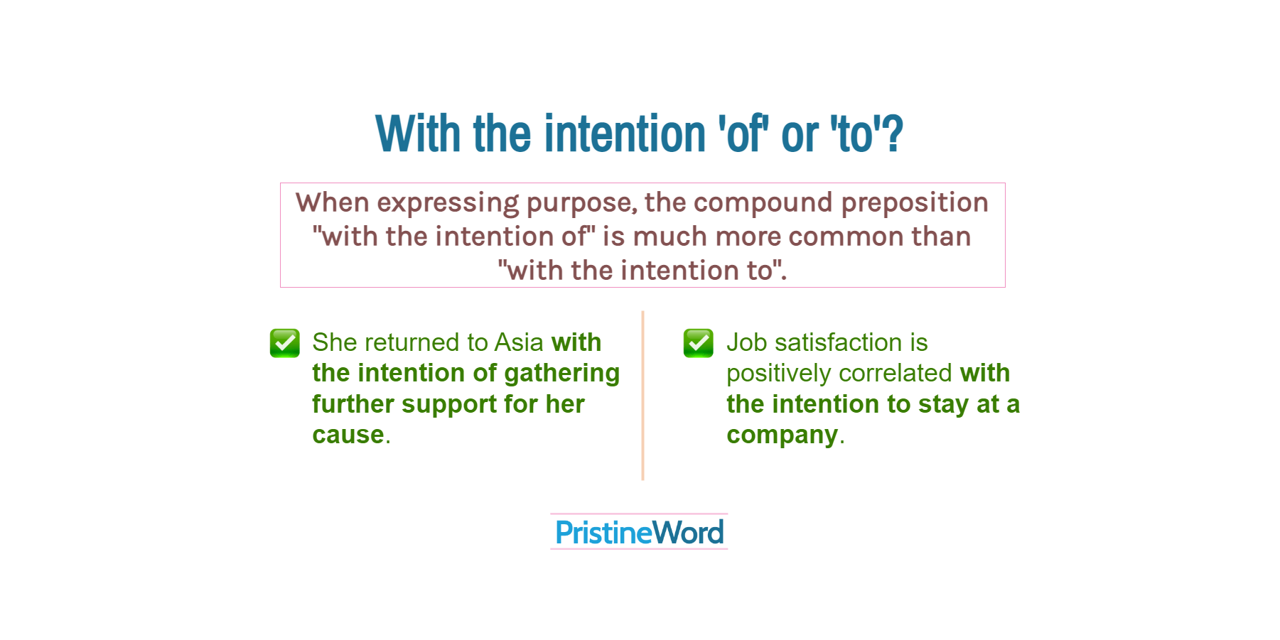 'With the intention' of or to?