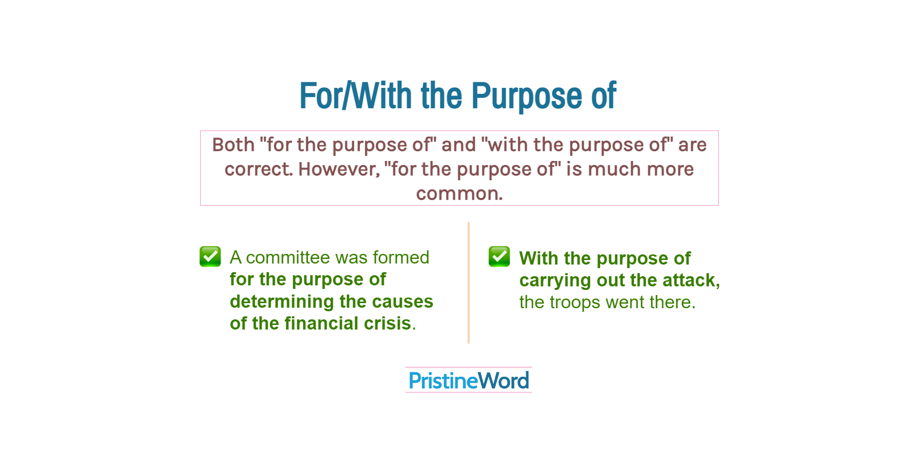 For/With the Purpose of