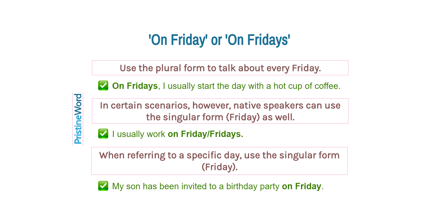 'On Friday' or 'On Fridays'?