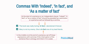 Commas With 'Indeed', 'In fact' and 'As a matter of fact'
