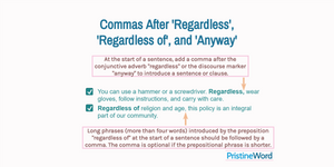 Commas after 'Regardless', 'Regardless of', and 'Anyway'