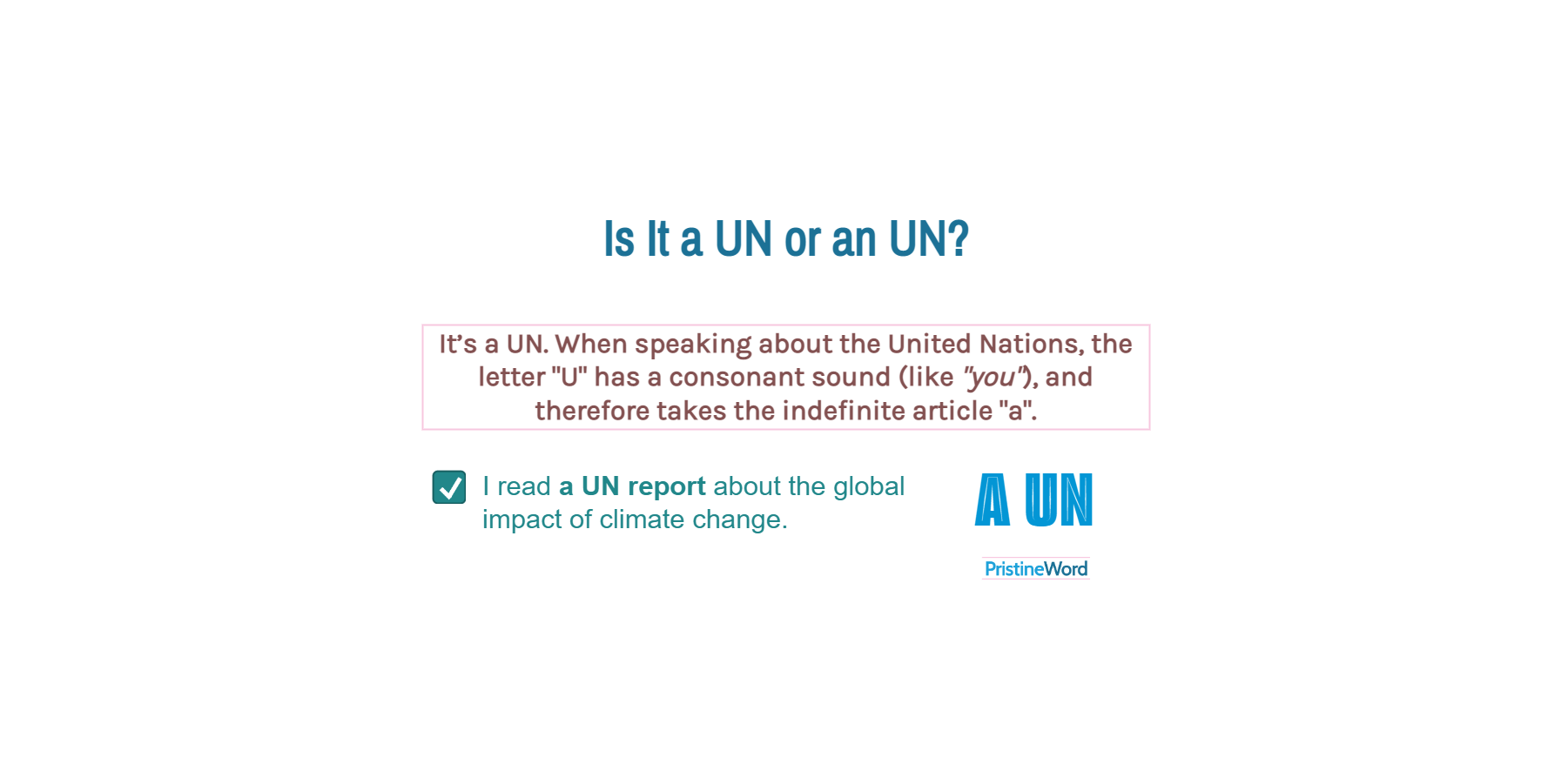 Is It a UN or an UN?