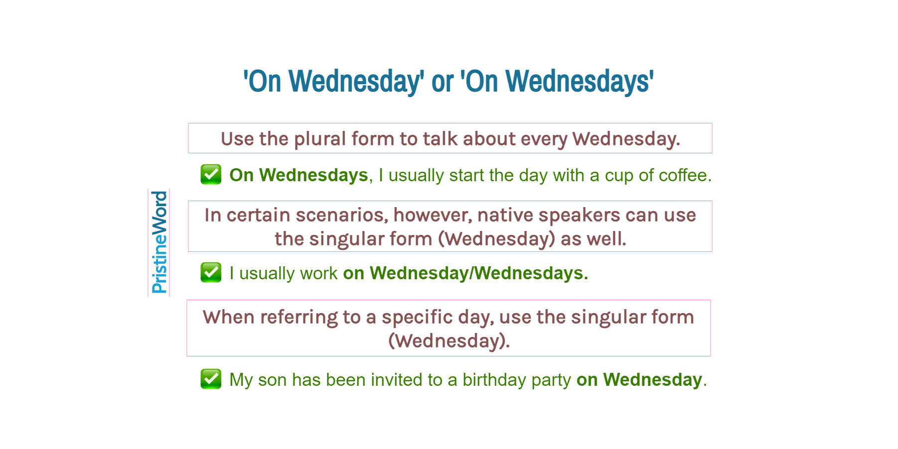 'On Wednesday' or 'On Wednesdays'?