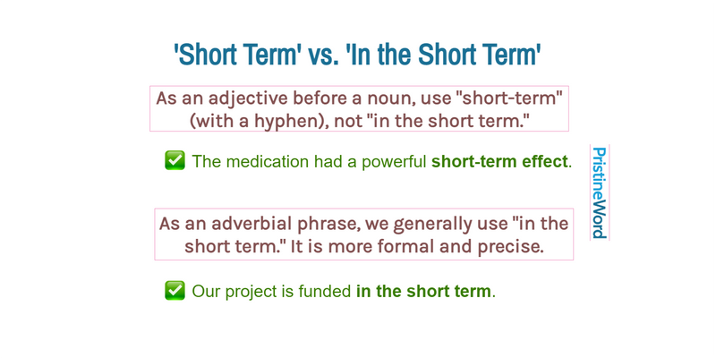 'Short Term' vs. 'In the Short Term'